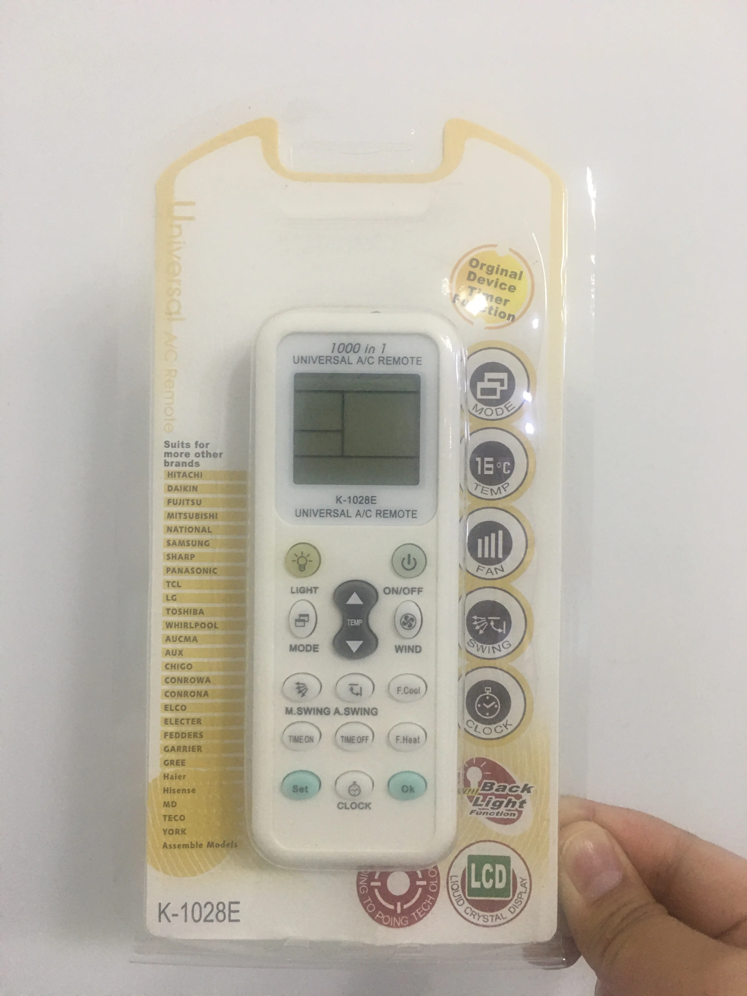 1000 In 1 Universal A/c Ac Remote Control K-1028e With Lcd And Light ...