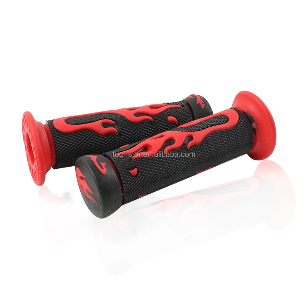 Replacement Racing Handle Grips Motorcycle Flame Red Rubber Gel Handle ...