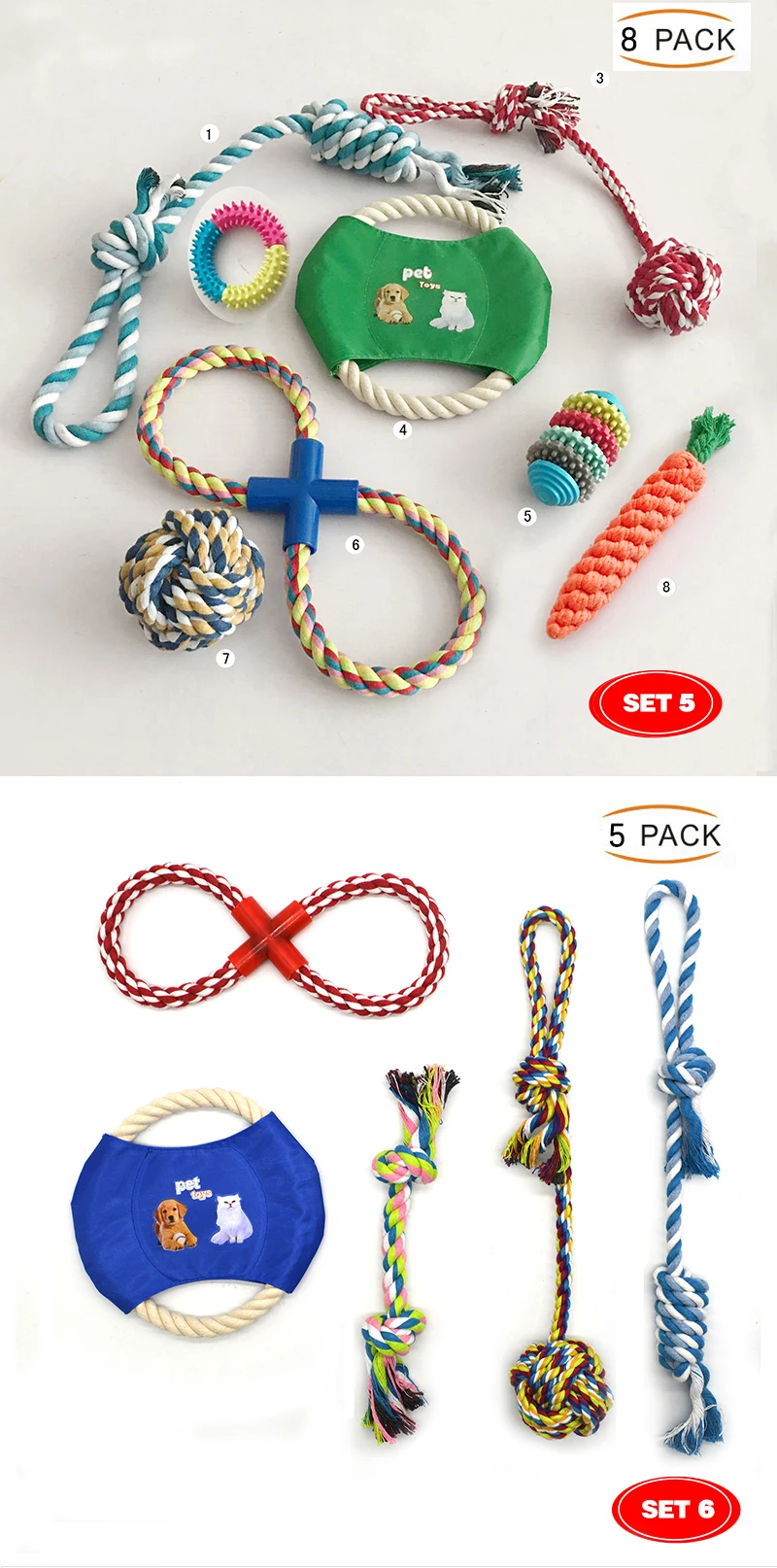 Wholesale Durable Cotton Rope Dog Toys - 10 Pack Gift Set