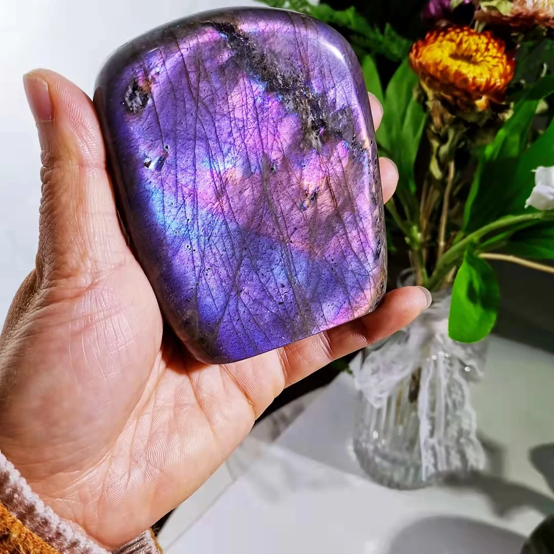 Wholesale Bulk Purple Labradorite Palm Stone - Healing Crystal