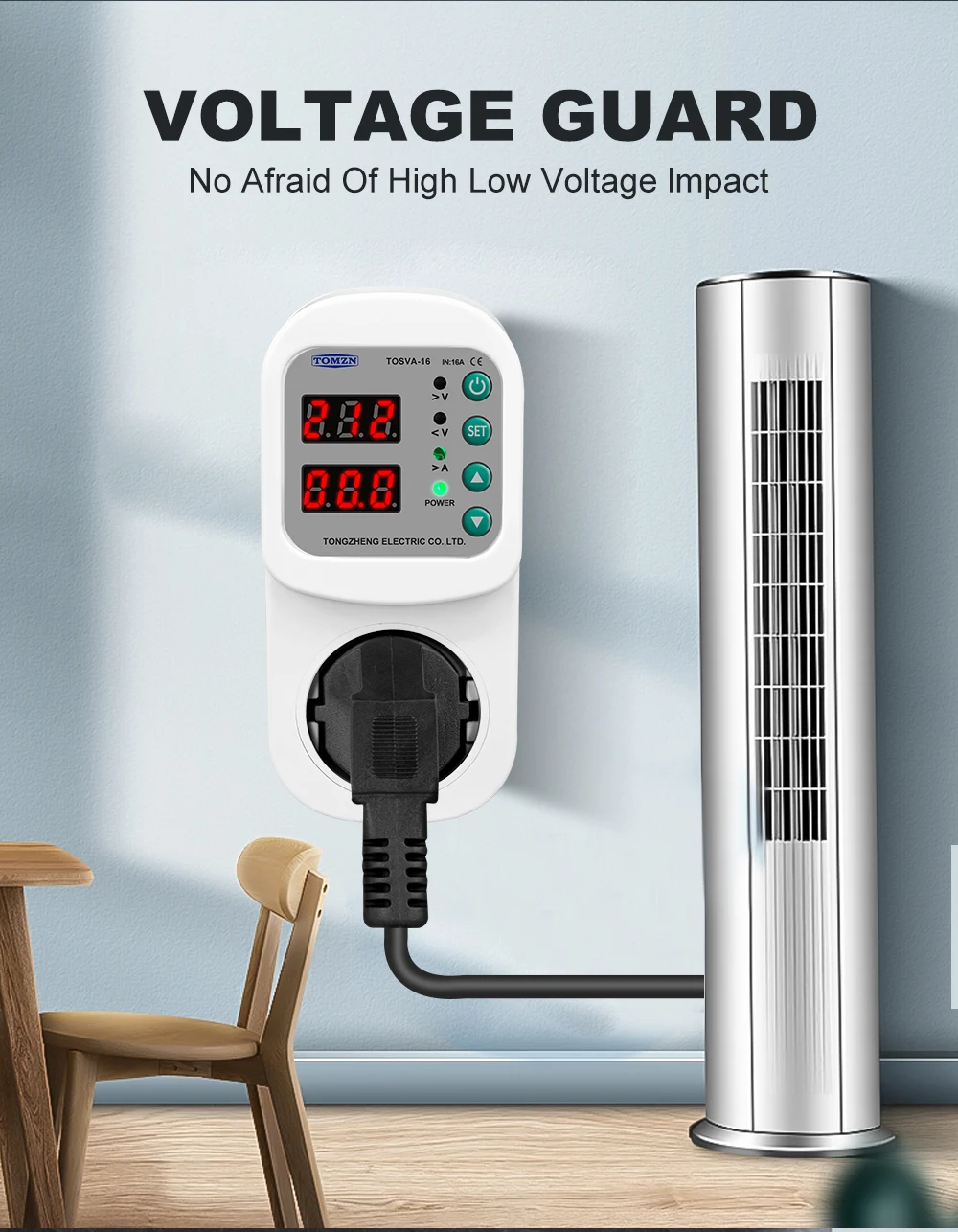 TOMZN Automatic Voltage Current Protector Socket AC 110V 220V