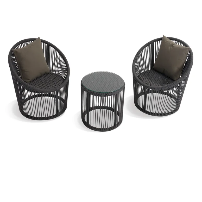Patio Balcony Rope Chairs And Small Round Table Garden Furniture 3 ...