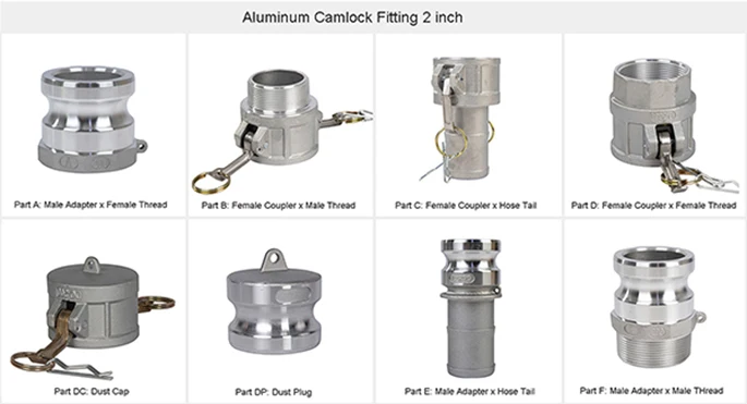 Aluminum Camlock Coupling Fittings Part A,B,C,D,E,F,Dc,Dp From 1/2" To ...