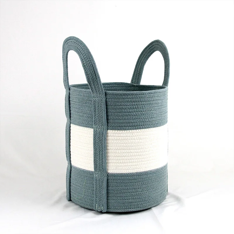 Collapsible Home Storage Round Woven Cotton Rope Basket Handmade ...