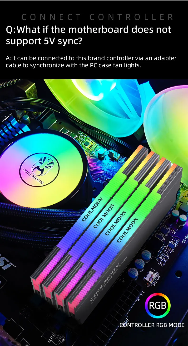 COOLMOON Memory Heatsink ARGB RAM Cooler - Efficient Cooling