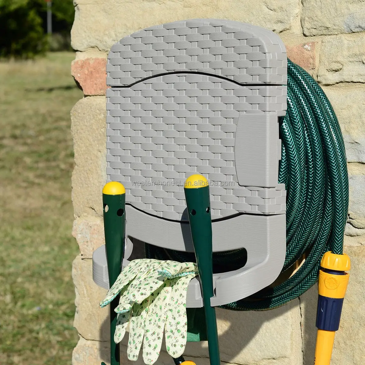 Garden Water Hose Reel Hanger Wall Mounted Tracker With Pipe Storage ...