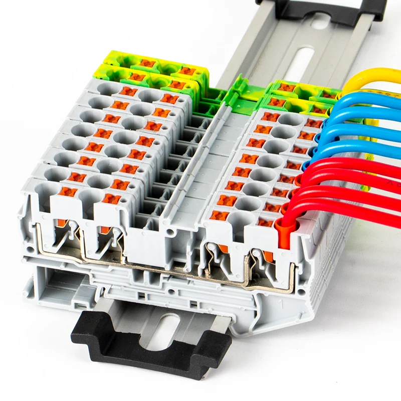 Fast Wiring Connector Din Rail Terminal Block PT4-QUATTRO Gray Spring Connection Push in ...