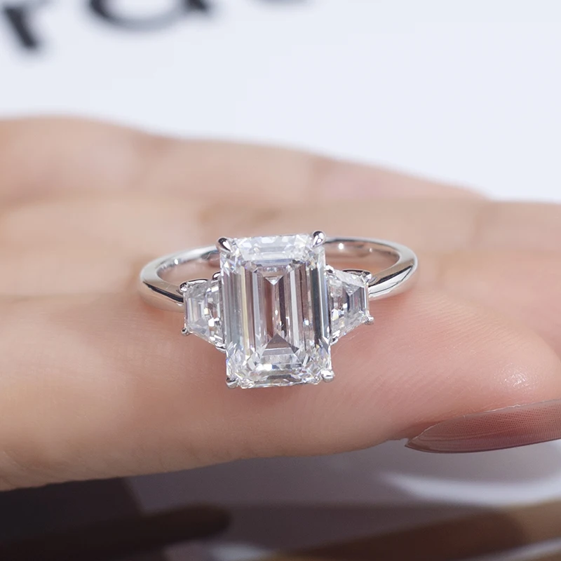 Messi Jewelry 14K 18K Gold Yellow Gold 5 Carat Emerald Cut Lab Grown ...