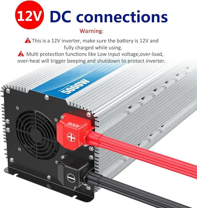 40 Amps Hardwire Terminal & 4 AC Sockets - 5000W Power Inverter
