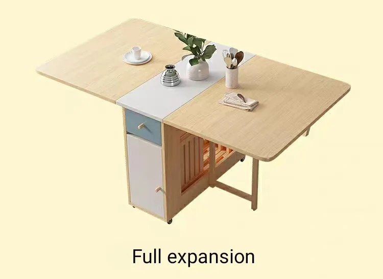 Wood Table for Family MDF Board Covered Thickened Table With Hidden ...