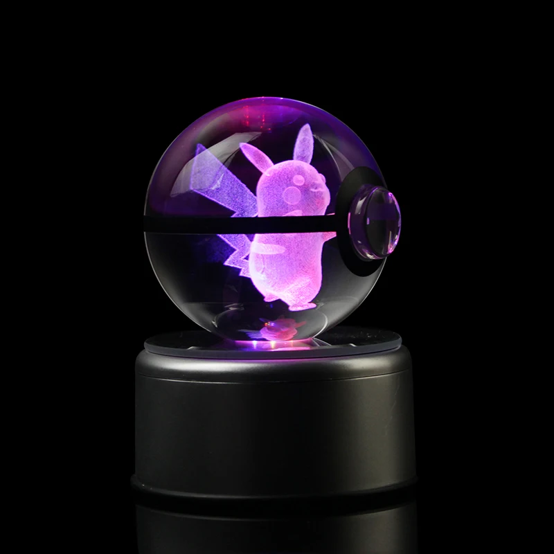 Crystal 3d Pokemon Ball Night Light - Led Sphere For Gifts