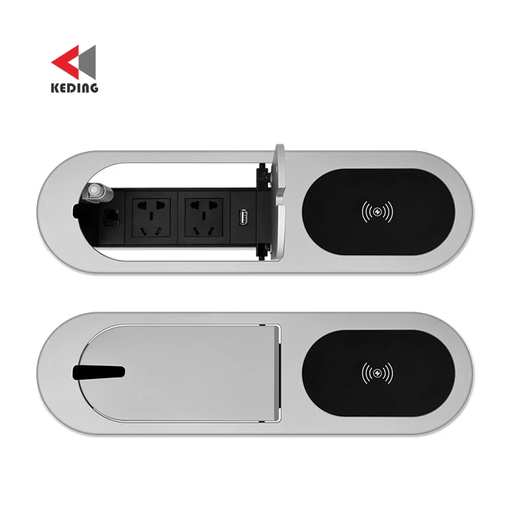 Factory End Popular Modern Office Table Plug Wireless Charger Flap ...