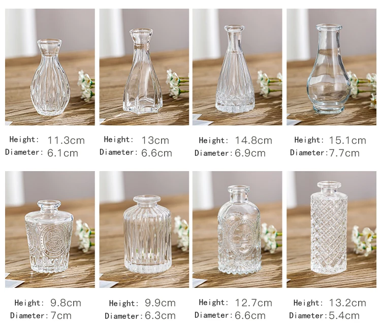 Modern Vase Bulk Mini Flower Vases Clear Decorative Embossed Style ...