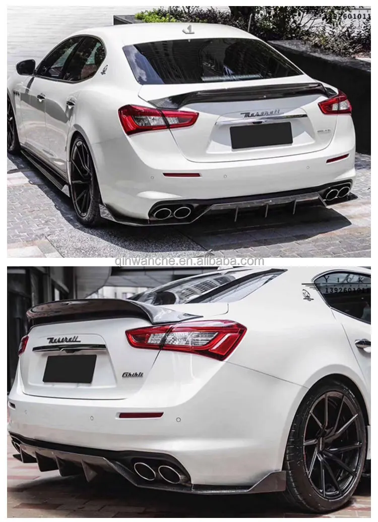 For Maserati Ghibli BodyKit Carbon Fiber Front Bumper Lip rear diffuser ...