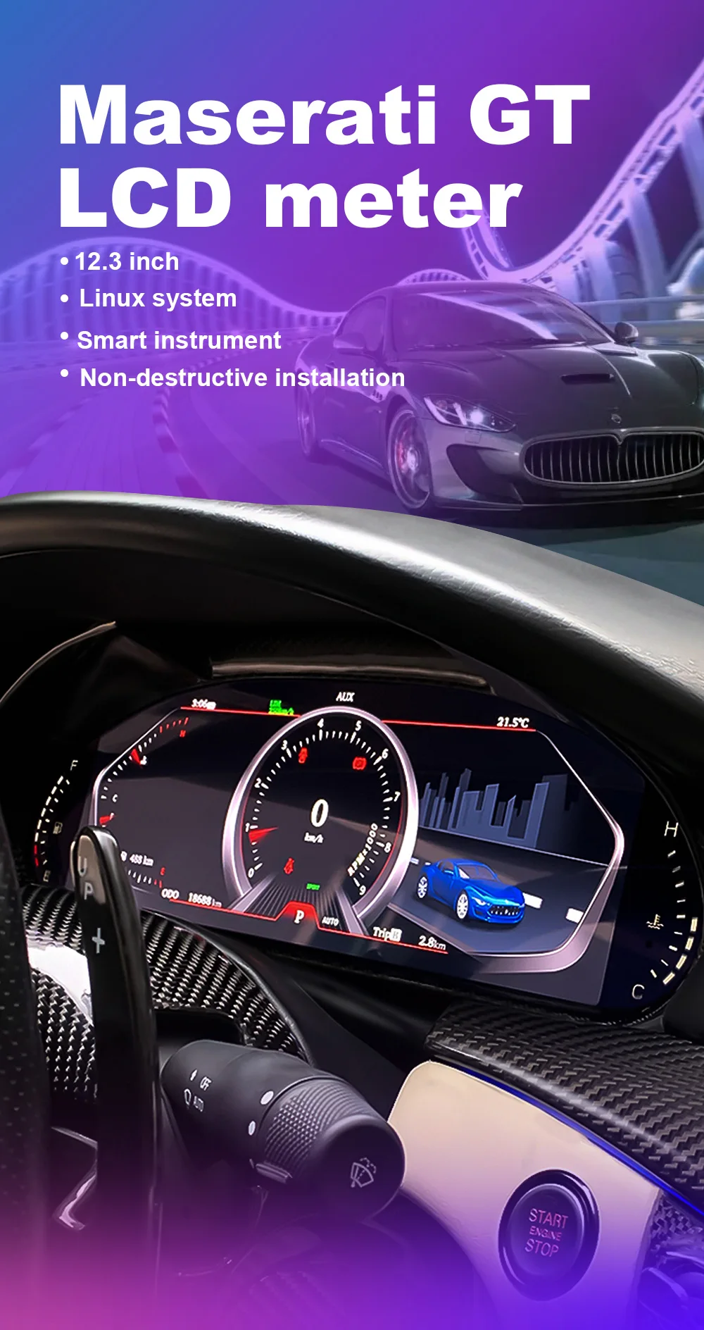 Acarnavi 12.3 Inch Digital Cluster for Maserati Granturismo