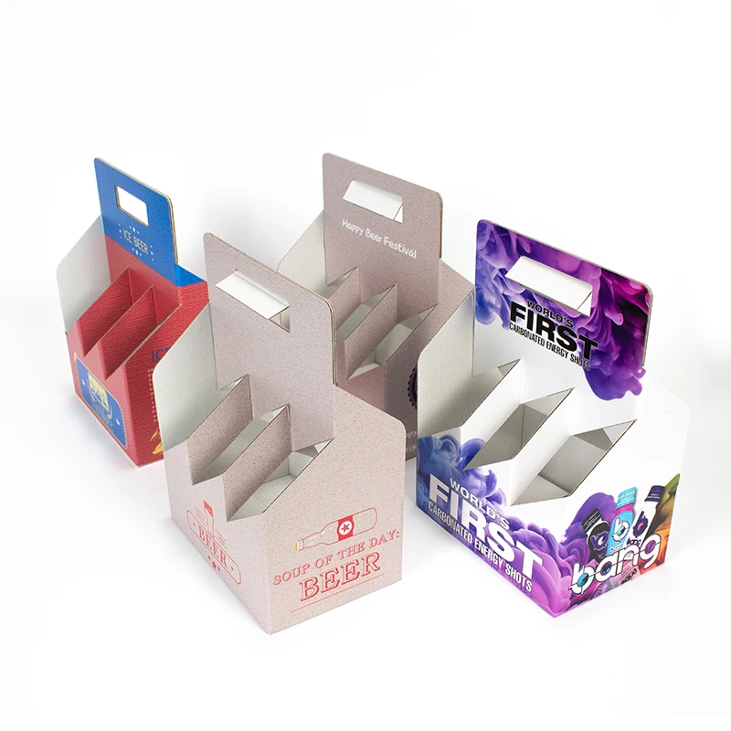 Customized Cardboard Kraft Holder 4 6 Pack Beverages Bottle Carrier Box ...
