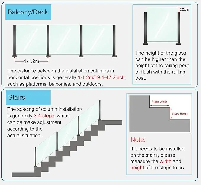 Stainless Steel Side Mounted Glass Balcony Railing for Outdoor Use ...