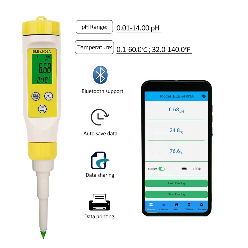 Ble-ph03a Digital Bluetooth Ph Meter for Cosmetics Testing
