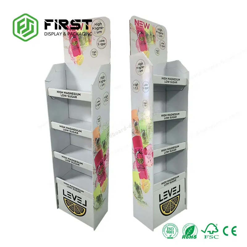 Custom Printing POP Corrugated Floor Drink Stand Retail