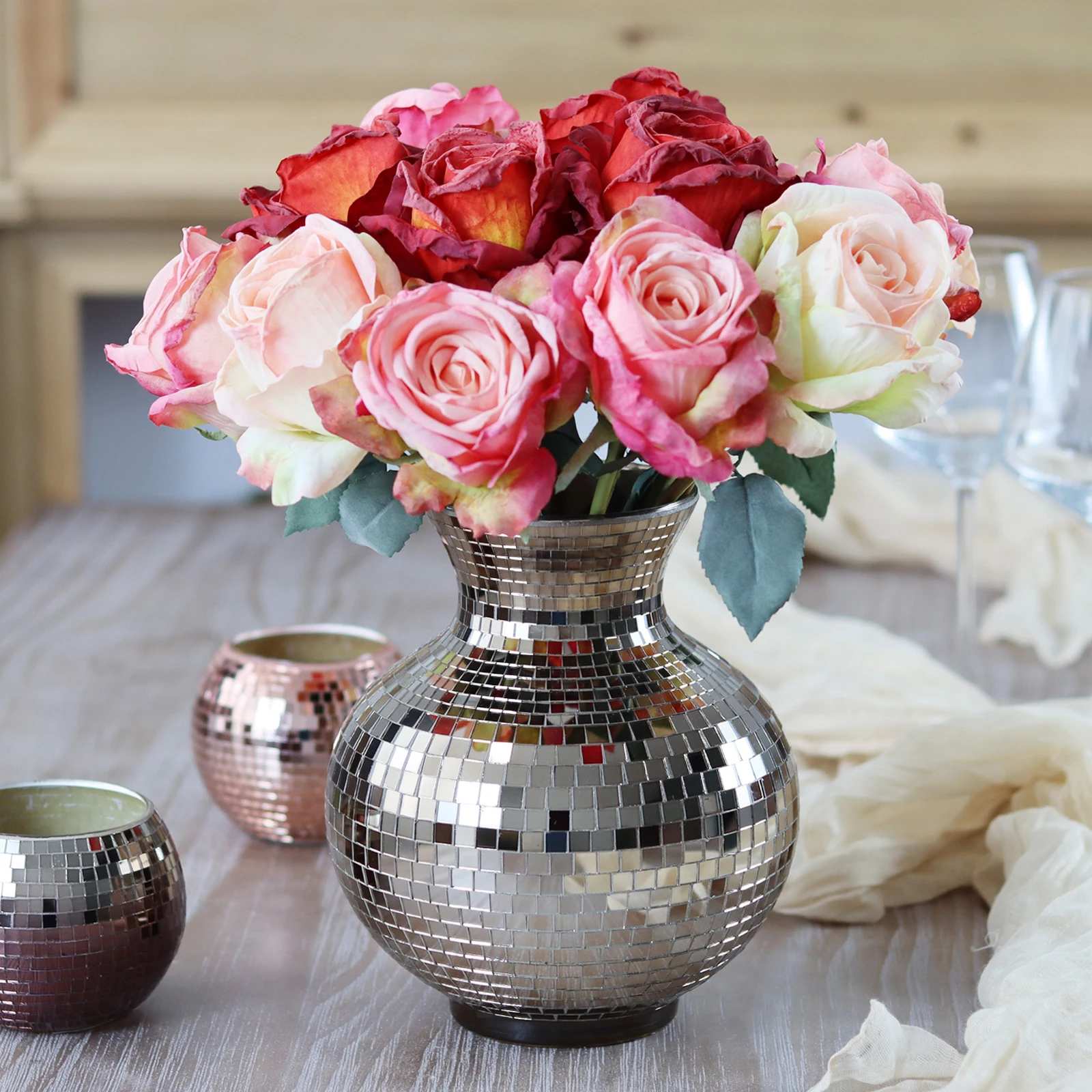 Custom Tall 20cm Church Terrarium Vases Mosaic Decorative Artificial ...