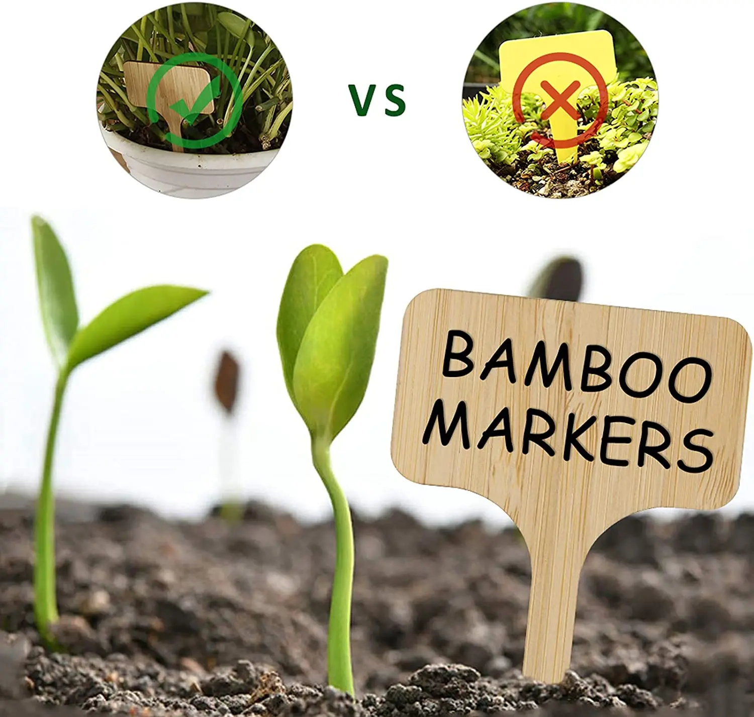 50pcs Bamboo Plant Labels Garden Markers T-Type Plant Tags Flower ...