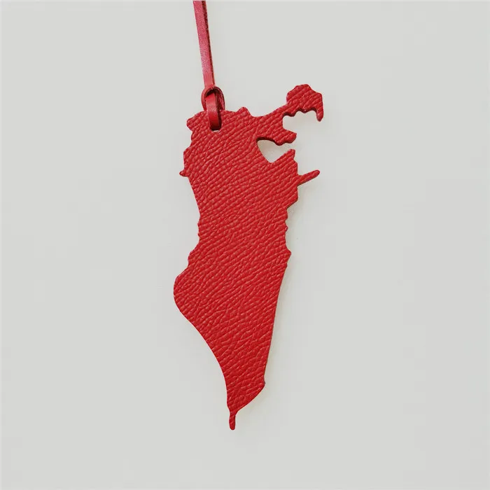 Custom Luxury Promotional Leather Map of Bahrain Charm