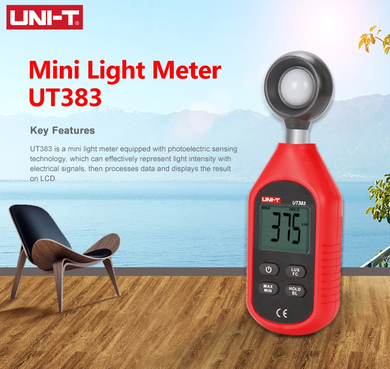 Uni-t Ut383 Light Meter 200,000 Lux Digital Luxmeter Luminance Lux Fc ...
