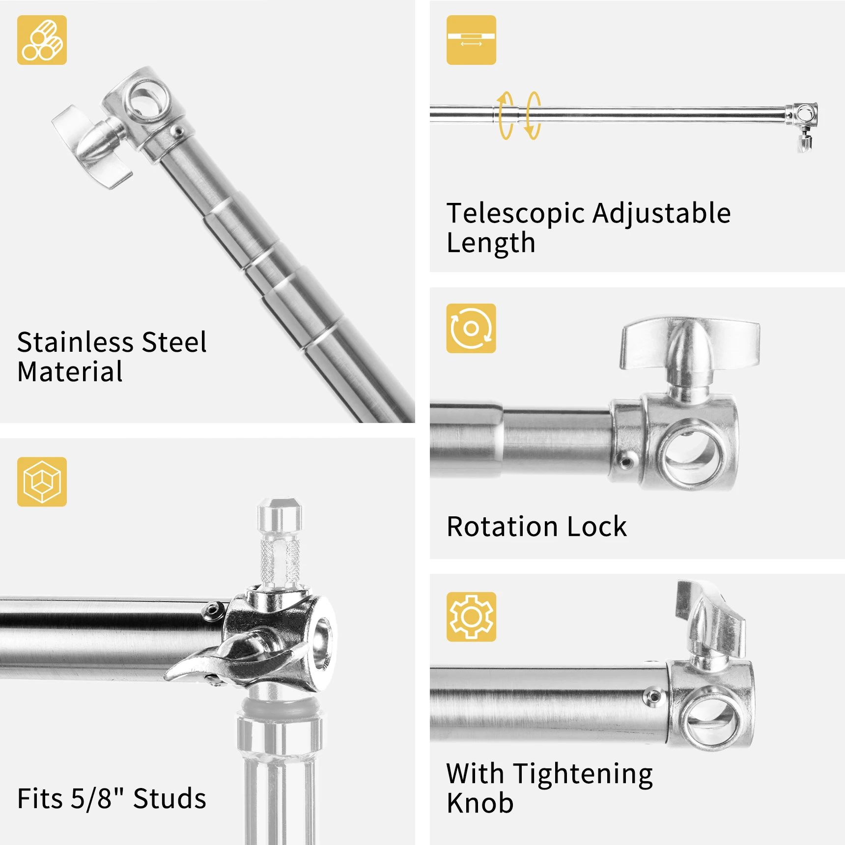 Selens 3 Section Stainless Steel Telescopic Crossbar