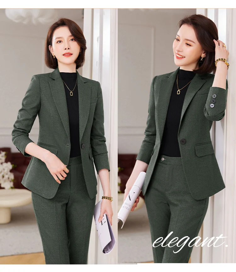 Ladies Office Long Sleeve Blazer Set For Women Suits Office Formal Two ...