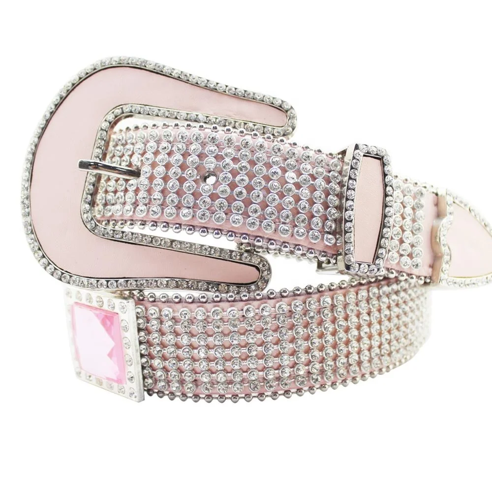 Pink Ladies Girls Cowgirl Belts Cheap Western Bling Bling Mesh Diamond ...