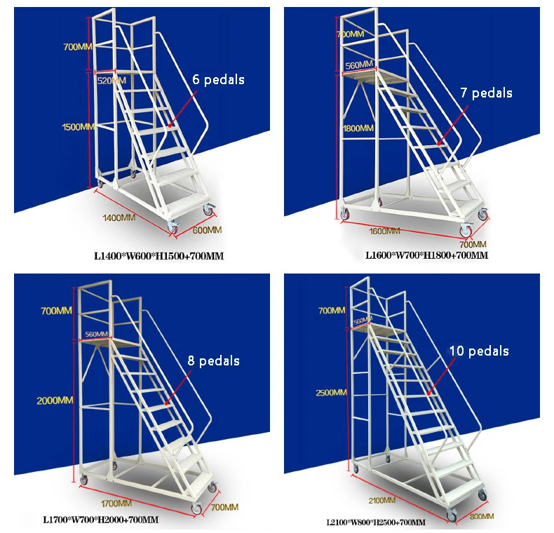 Warehouse Steel Safety Rolling Mobile Platform with Ladder