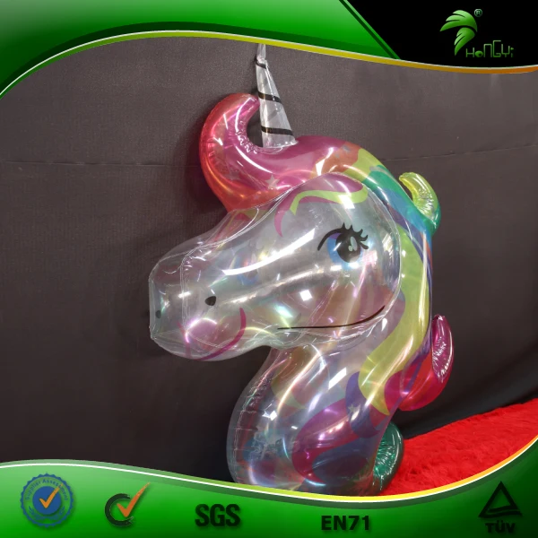 Transparent PVC Inflatable Unicorn Squeaky Air Inflation Pillow Hongyi ...