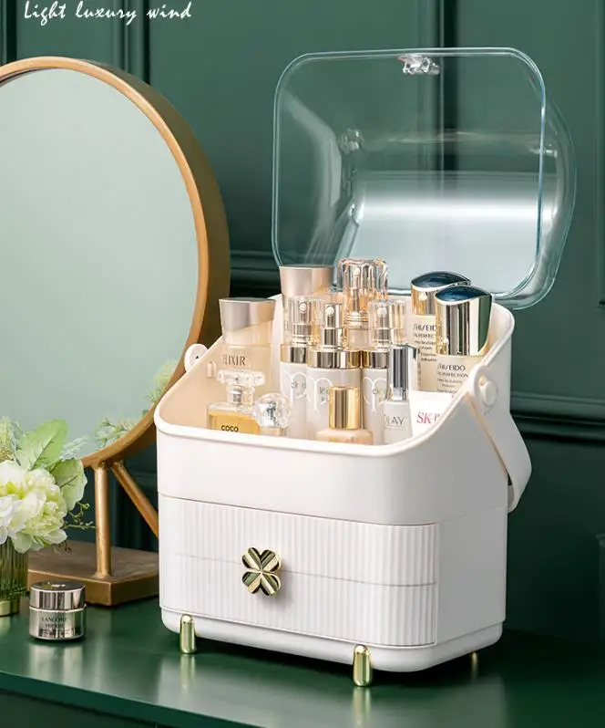 New Light Luxury Cosmetics Storage Box Large Capacity Desktop Finishing ...