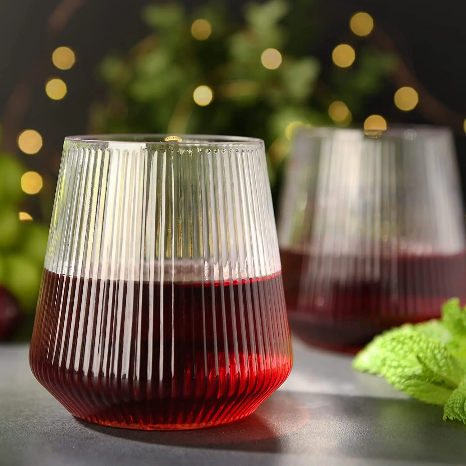 Origami Style Plastic Wine Glasses 100% Tritan Vertical Pattern Wine ...