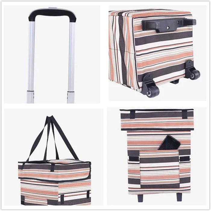 Collapsible Utility Cart Reusable Shopping Trolley Bag with Wheels and ...