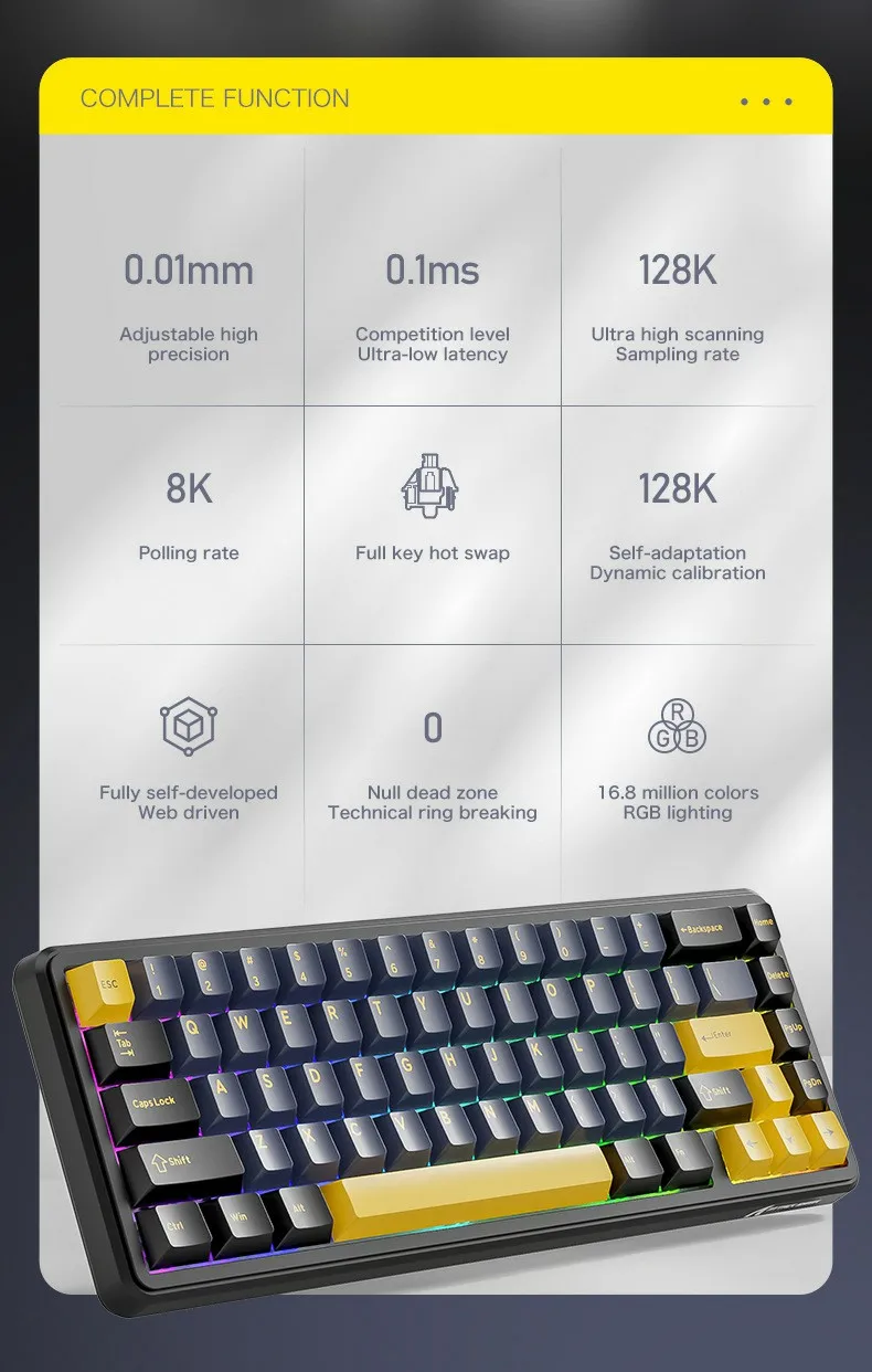 ATTACK SHARK X65 HE - 65% Wired Gaming Keyboard with 8000hz Polling Rate