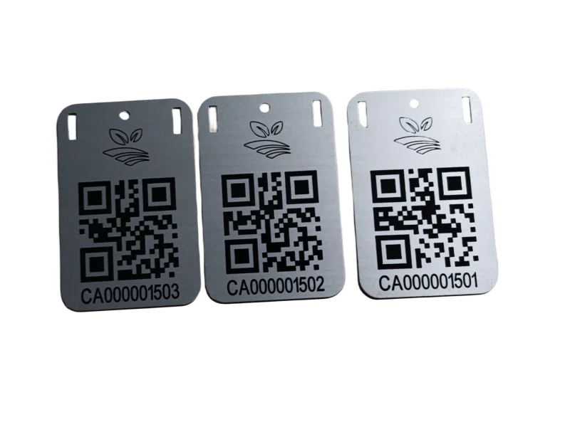 Custom Tag Aluminum Dye Black Metal Engraved QR Code Tag Serial Numbers