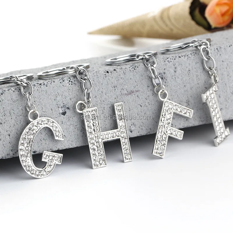 Hot Sales Custom Letter Number Logo Rhinestone Keychain Metal Key Chain ...