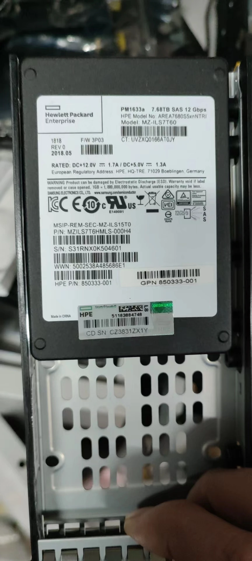 Hpe 3par 8000 920gb 1.92tb 3.84t 7.68t 15.36t Sas Sff (2.5in) Ssd ...