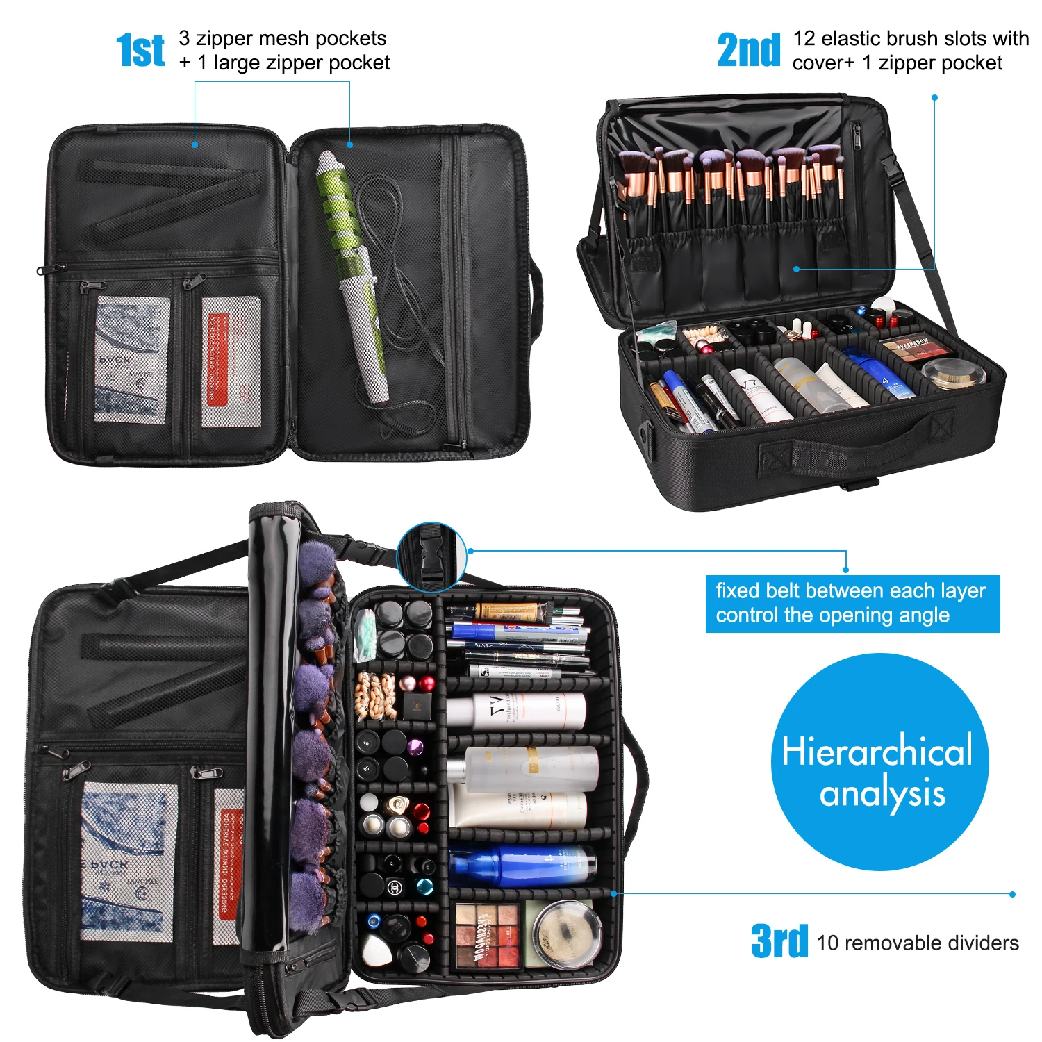 Travel Cosmetic Brush Organizer - Large Tattoo Tool Box