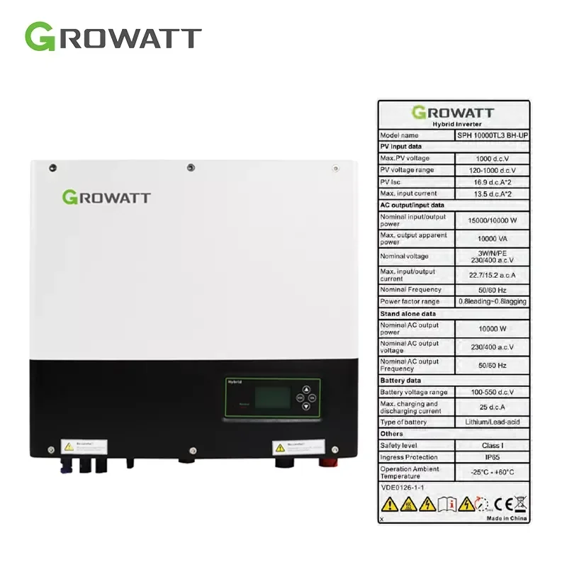 Growatt Hybrid Inverter Sph10000tl3 Bh-up 3 Phase Dual Mppts Solar Power Hybrid Inverters - Buy ...