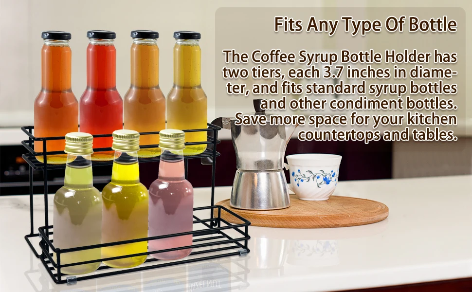 Coffee Syrup Organizer Rack 2 Tier Coffee Syrup Bottle Stand Holder For ...