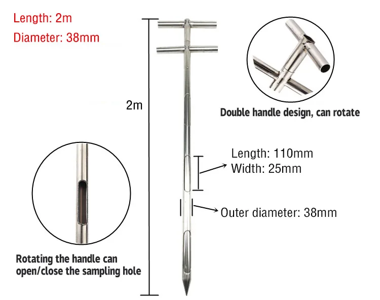 Stainless Steel Sampler Sample Powder Particle Fertilizer Feed Grain ...