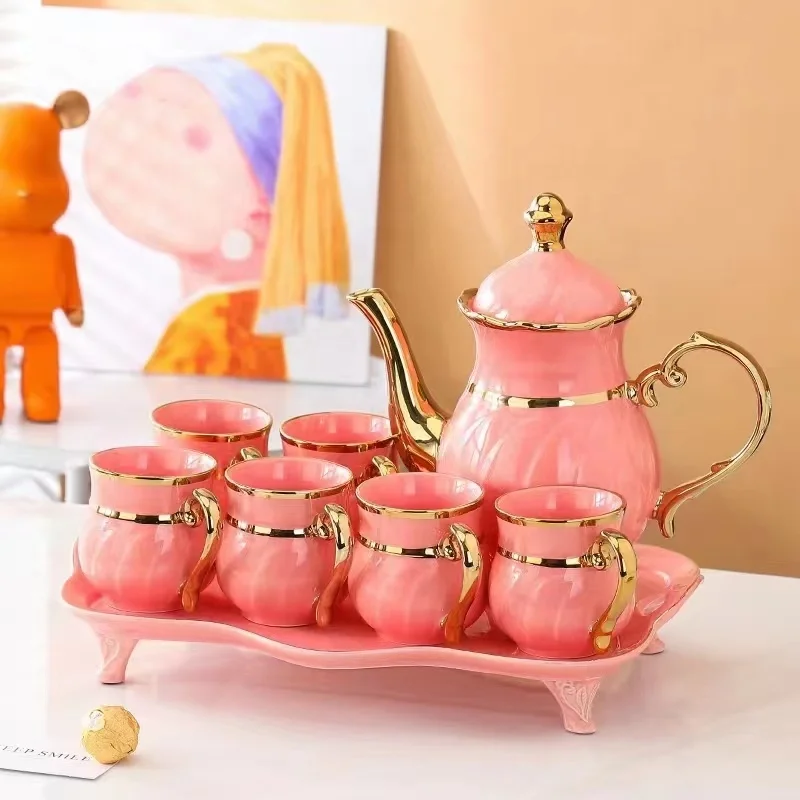 Nordic Style Luxury Modern Tea Set Hand-Painted Gold Ceramic Water Set ...