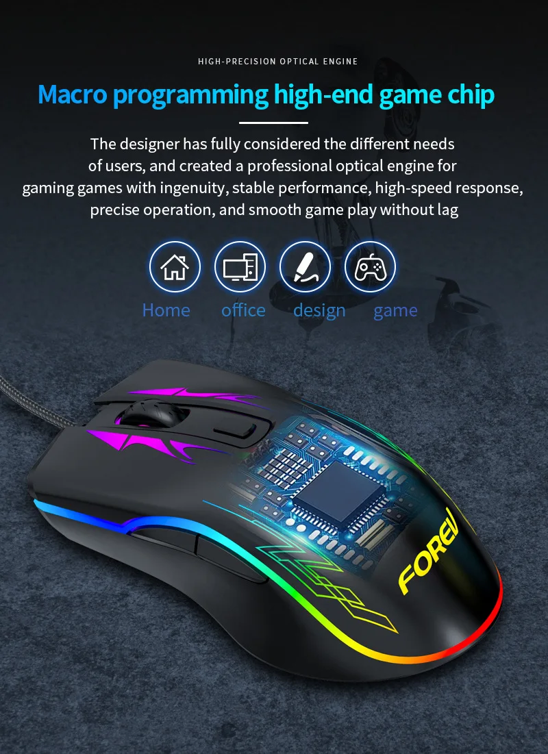 Mechanical Rgb Gaming Mouse Fv-q509 Wiredluminous Mouse Colorful ...
