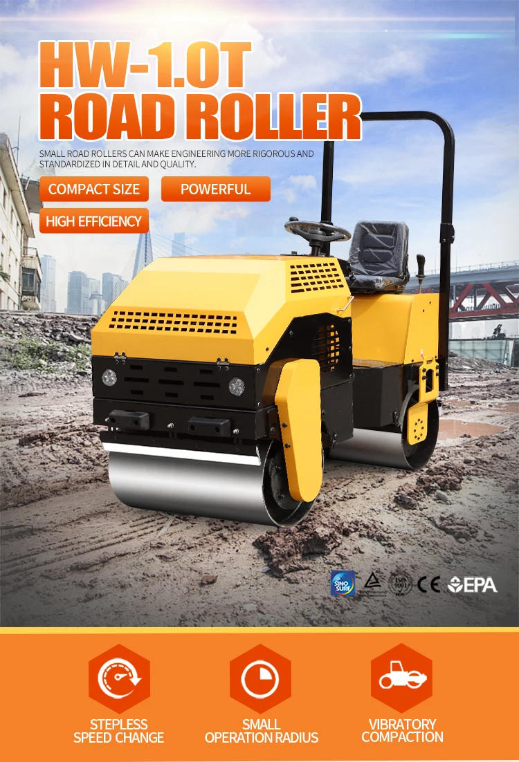 Double Steel Road Rollers Hydraulic Vibratory Compactors Road Roller ...