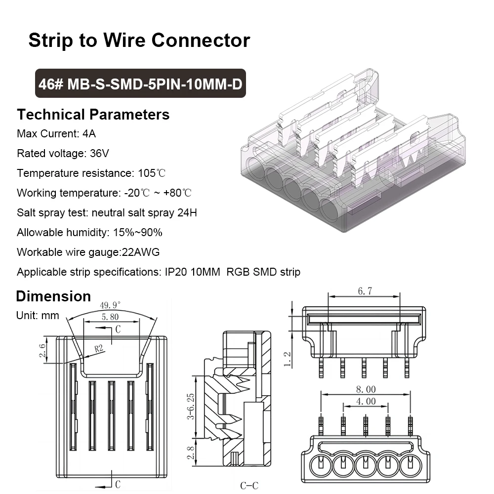 Transparent Ws2812 Led Strip Connector For Led Strip Multicolored Led ...