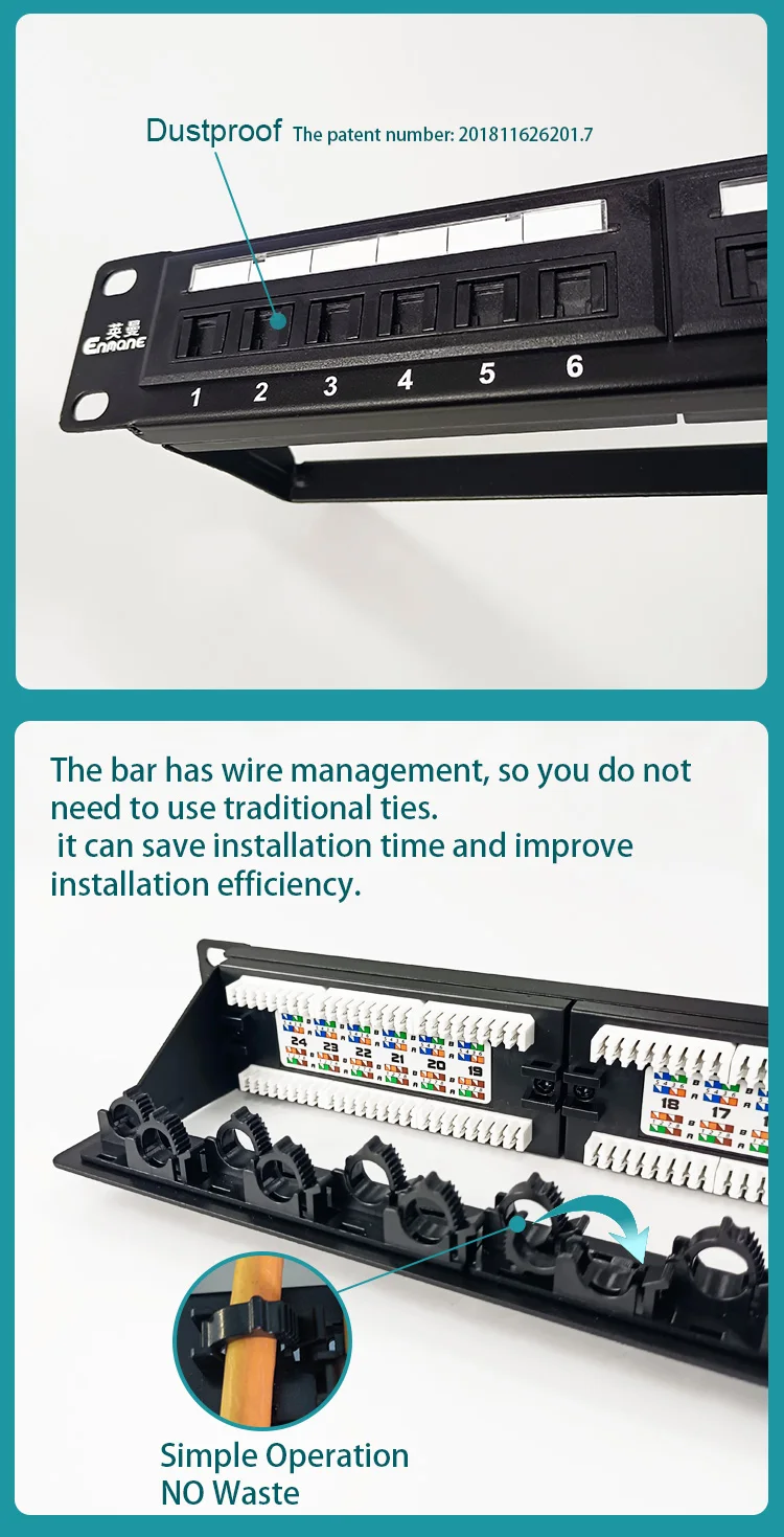 Network Accessories Rj45 Cat5e Cat6 Cat6a Poe Patch Panel 24 Port Cat6 ...