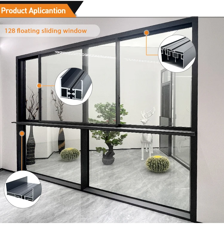 128 System Suspended Sliding Window Balcony Slide Glass