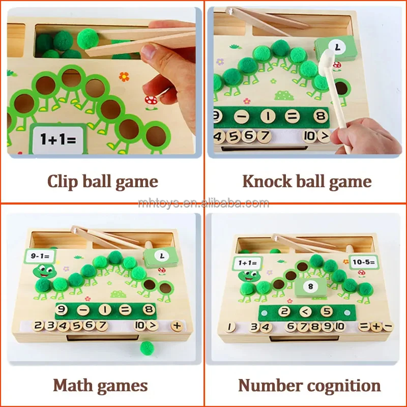 Montessori Wooden Caterpillar Math Game - Educational Toy